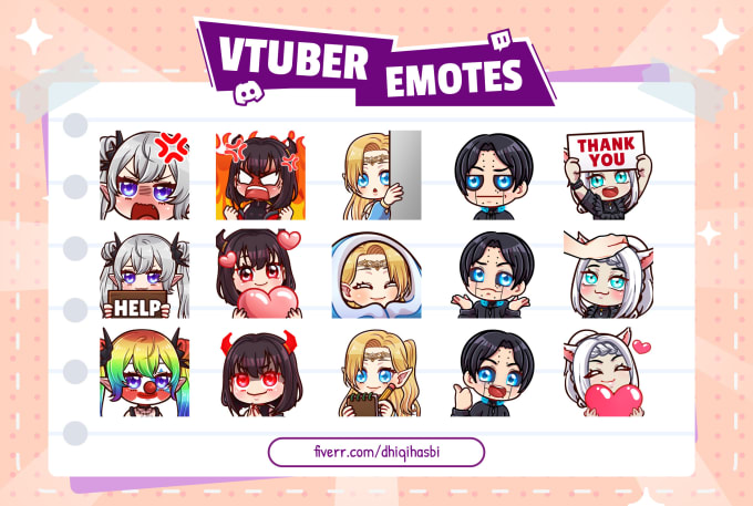 Create Custom Vtuber Twitch Emotes And Sub Badges By Dhiqihasbi Fiverr