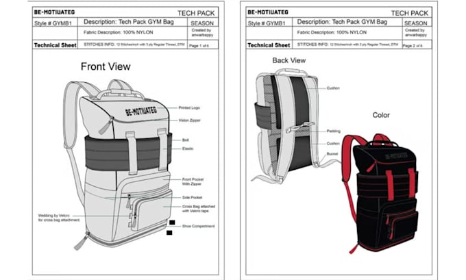 Create bag design, backpack, handbag and bag tech pack by Xtylishmadni ...
