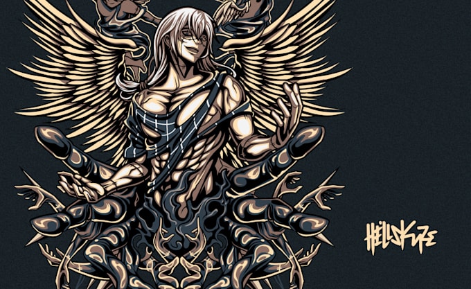 Illustrate anime in aesthetic dark style by Hellskyze | Fiverr
