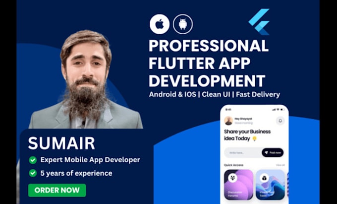 Be your flutter front end developer to build android and ios app by Sumairyaseen | Fiverr