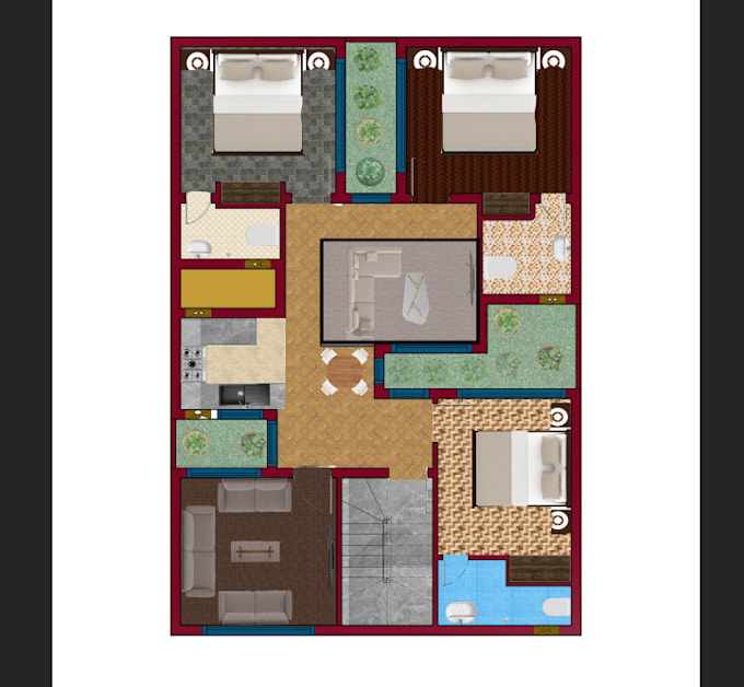 Photoshop render your plans at a minimal cost by Ahmedzeeeshan | Fiverr