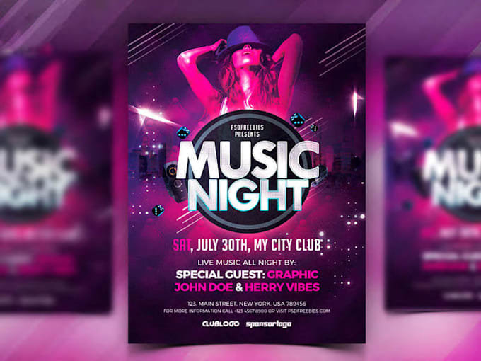 Design night club dj party event music concert hip hop flyer poster by ...