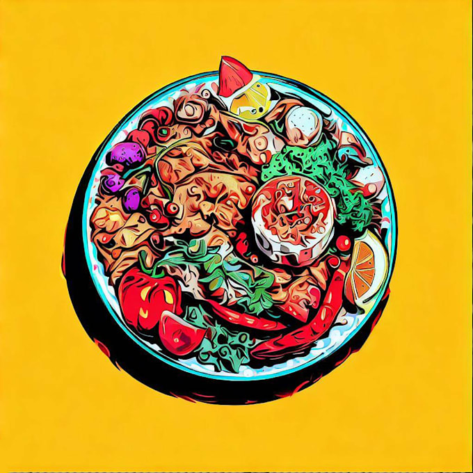 Create food pop art of your food by Intrepidsr | Fiverr