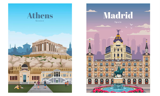 Building vector art illustration poster design by Marry_12354 | Fiverr