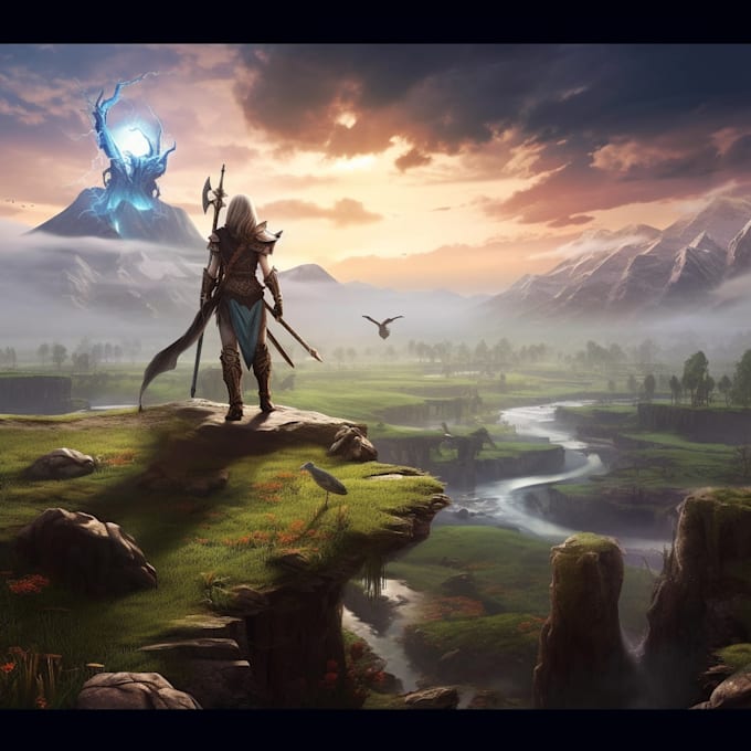 Draw landscape background and fantasy game character art by Ploreake ...