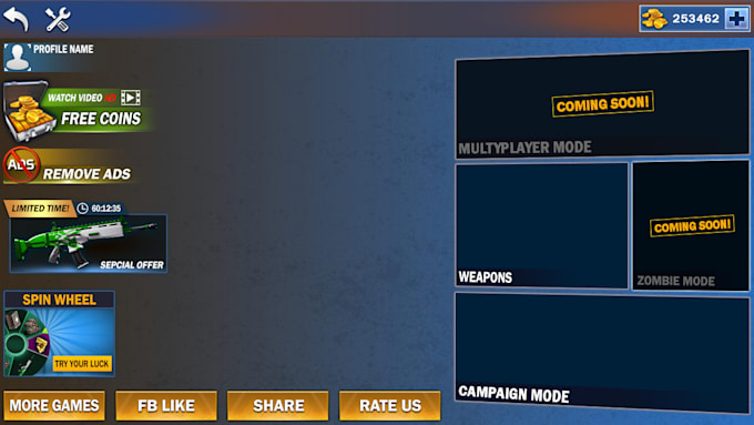 Design creative game ui design extreme shooting game by Talhabinazeem00 ...