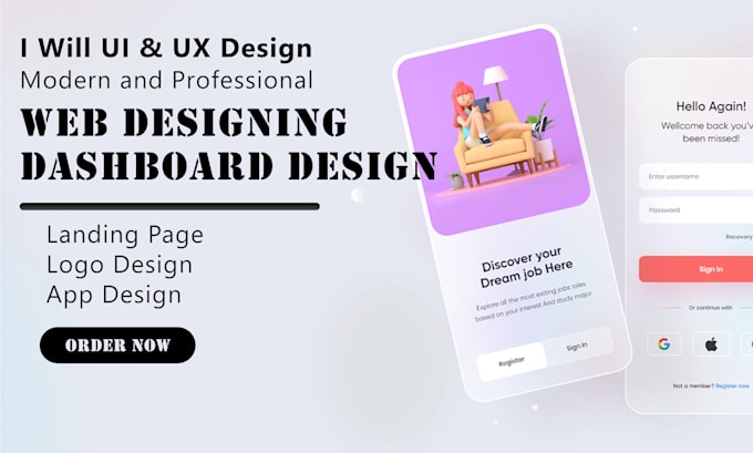 Do ui ux design for your website design, dashboard design by Mrzakiabbas | Fiverr