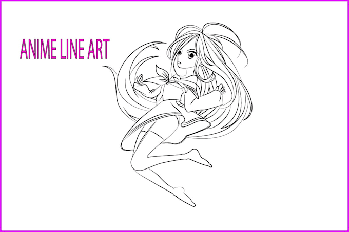Line art anime high quality and resolution , linear anime character by ...