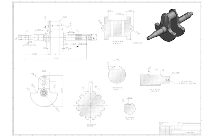 Do mechanical 3d model,2d and technical drawing layouts by Gauravth ...