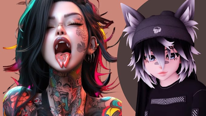 Model unique 3d vrc, vrc avatar, furry ,nsfw, vtuber for pc and quest compatible by ...