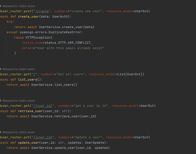 Do rest apis for you using fastapi and mongodb by Ledoyen14 | Fiverr