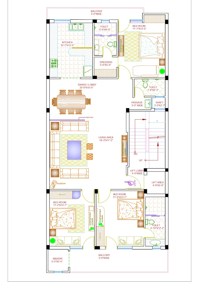 Do 2d floor plan , colour floor plan, 3d floor plan by Commitment07 ...
