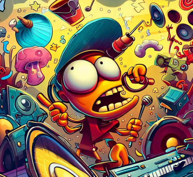 Design album or single cartoon cover art by Sanctuair | Fiverr