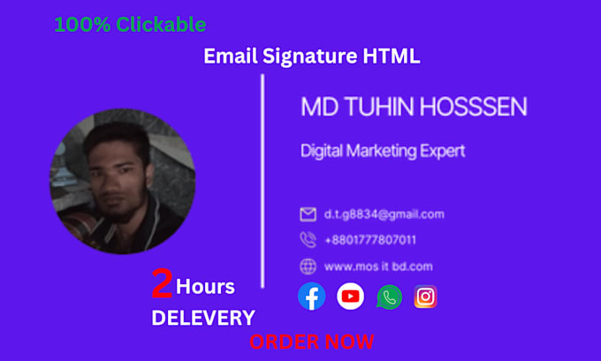 Create Or Design Clickable Email Signature Html By Taslimaex Fiverr