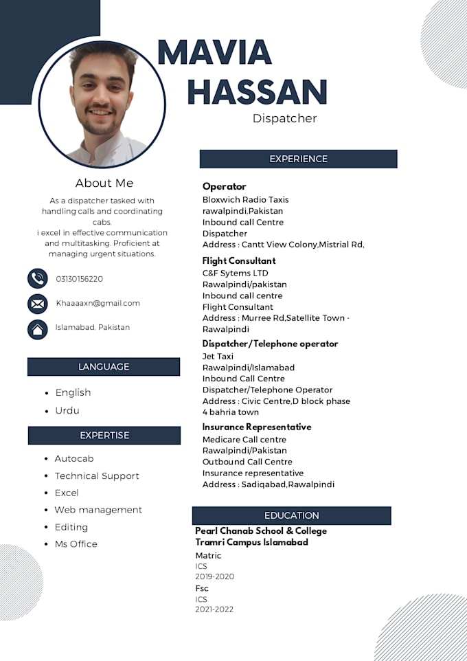 Create professional resume,cv and business cards by Hassan_mavia | Fiverr