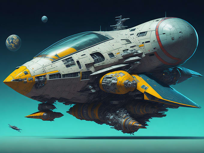 Draw spaceship, sci fi illustration by Flexeires | Fiverr
