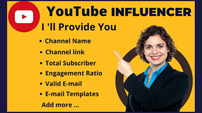Find best youtube, influencers list by Batman__1 | Fiverr