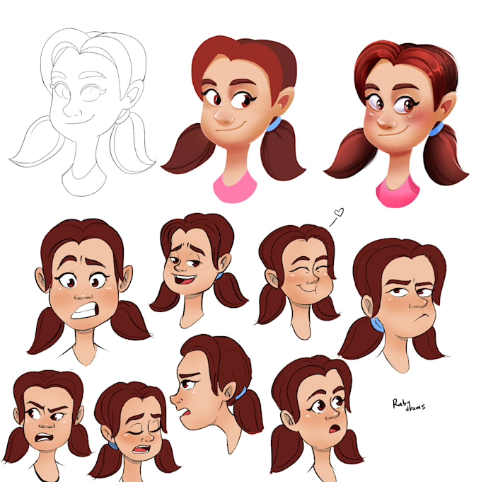 Draw cartoon character designs by Rubydraws9 | Fiverr