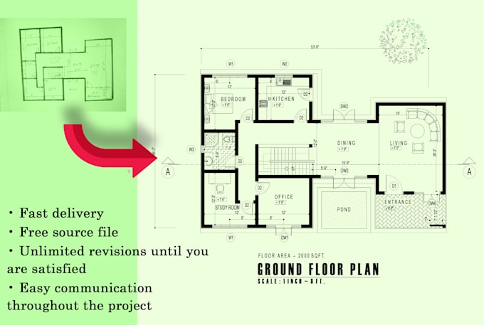 Convert your pdf, sketch or image drawing into autocad dwg by Neon_architects | Fiverr