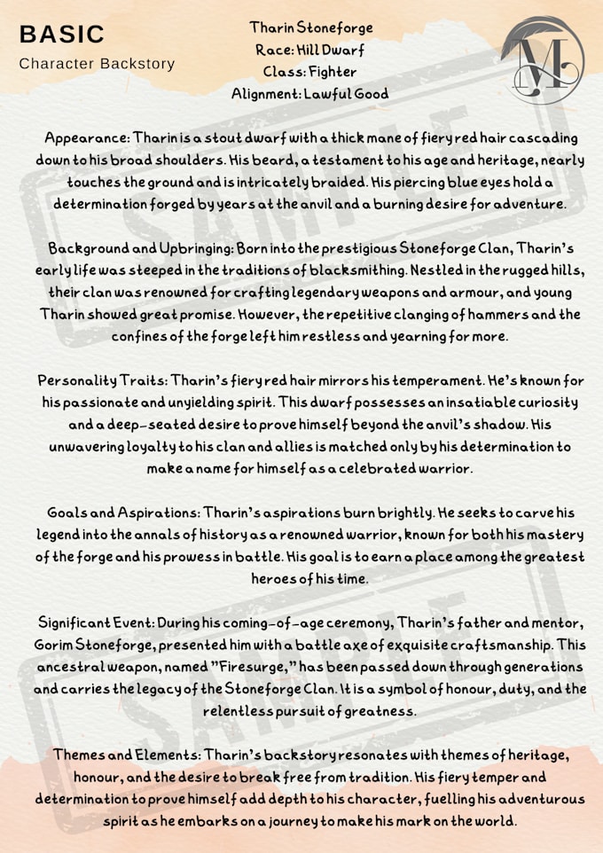 Create an epic backstory for your dnd character by Create_write_ | Fiverr