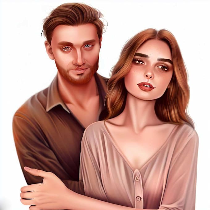 Create a realistic couple portrait illustration for you by Ranga_jrkmng ...