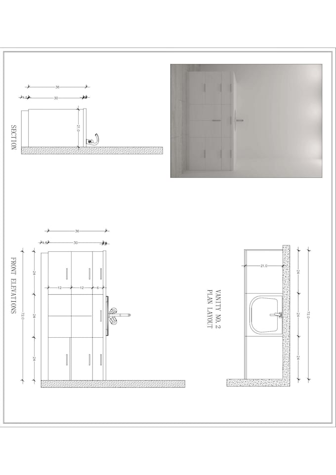 Design your bath,vanity cabinets in cad by Sajid_hussain85 | Fiverr