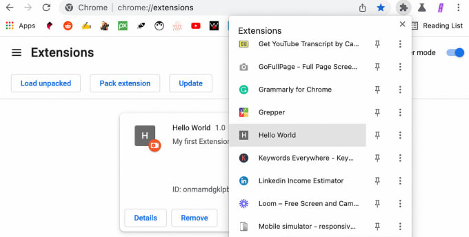 Create custom chrome extension with javascript, browser extension ...