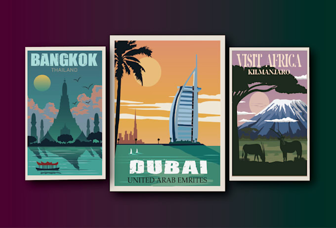 Design a unique retro, vintage, travel poster by Bazil_2004 | Fiverr