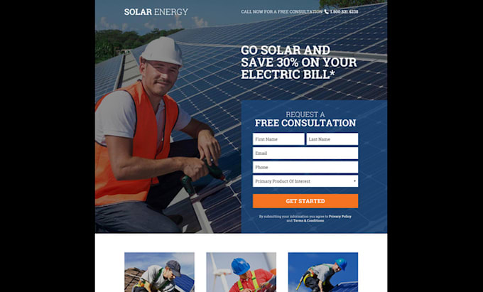 Design high converting solar landing page,solar website by Matt ...