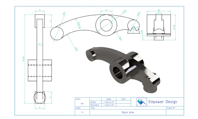 Create a 3d model, 2d drawing a realistic render for manufacturing by ...