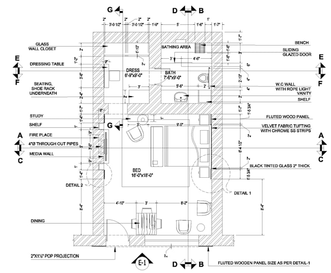 Do detailed interior drafting for floor plan in autocad 2d by Mhdfayaz71 | Fiverr
