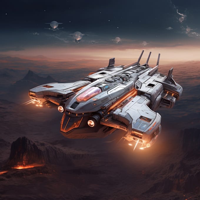 Draw sci fi, spaceship, concept art illustration by Ponirmuka | Fiverr