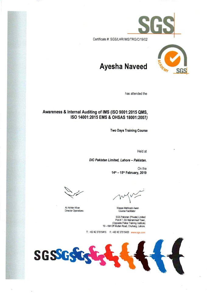 Provide documentation for iso9001, 14001, 45001, sedex, halal certification by Ayesha_hassan01 ...