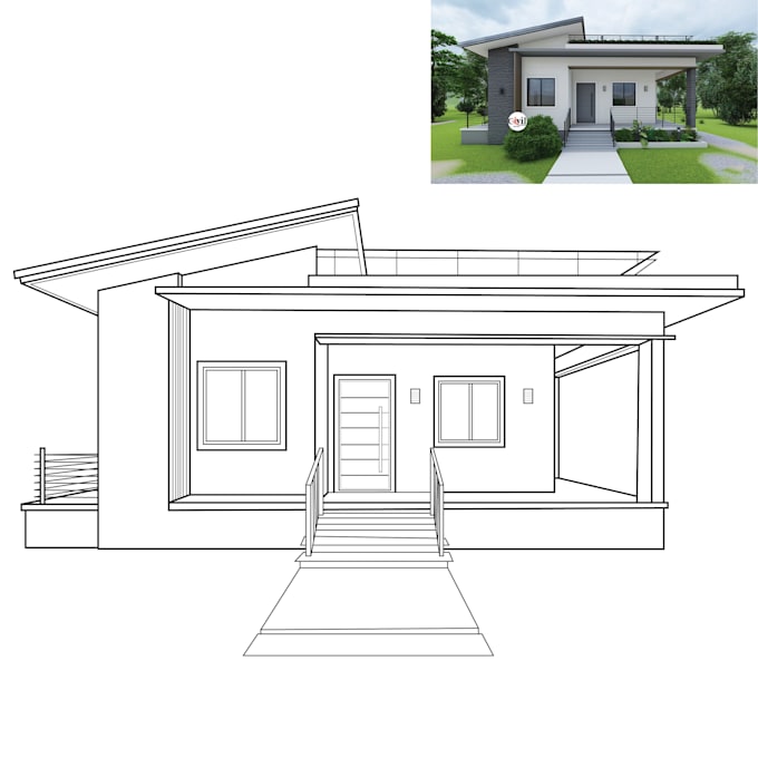 Create line art sketch of your buildings and house line art in 24 hours ...