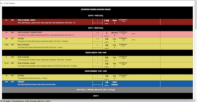 Make a script breakdown and shooting schedule for your film by ...