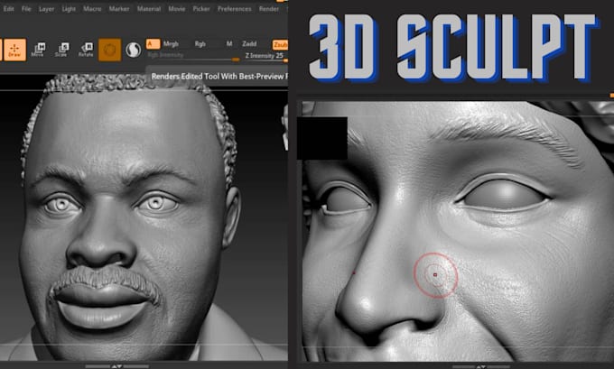 Sculpt 3d realistic head, 3d vrm model face, 3d head model, bust for 3d ...