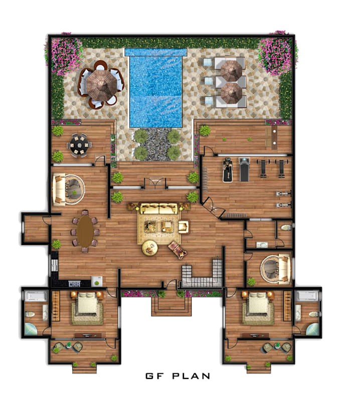 Provide top notch 2d rendered plans in photoshop by Versha_agarwal | Fiverr