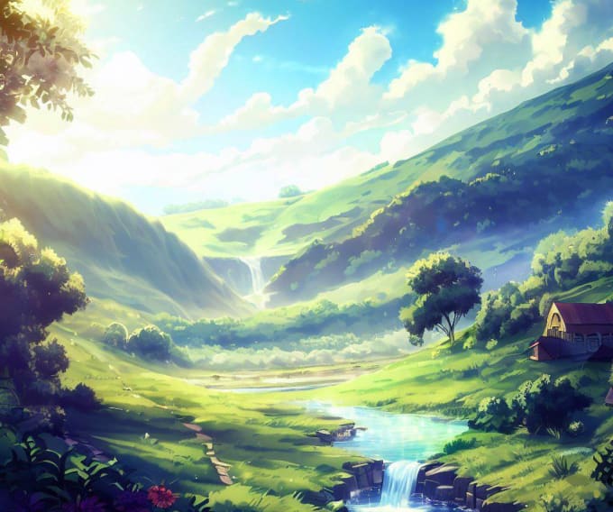 Draw 2d anime background landscape and environment art by ...