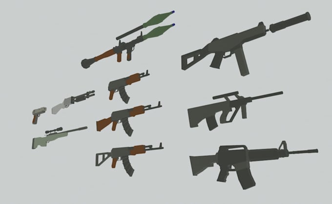 Make low poly gun assets for your game by Gen_z_rex | Fiverr