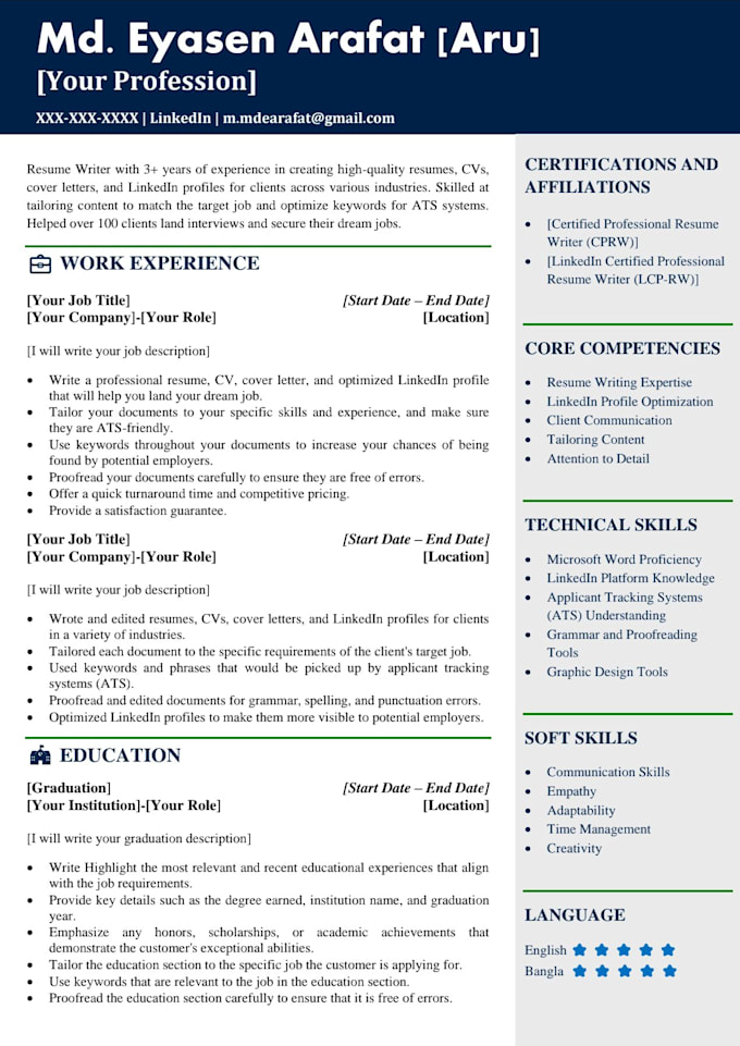 Write a fully optimized ats friendly resume and cover letter by ...