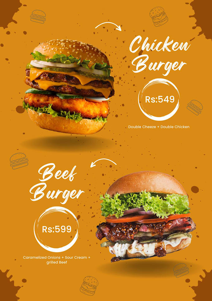 Design restaurant menu cards, food menu, digital menu board, flyer by ...