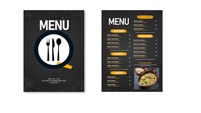 Make you an attractive and different menu design by Ddotdesigner | Fiverr