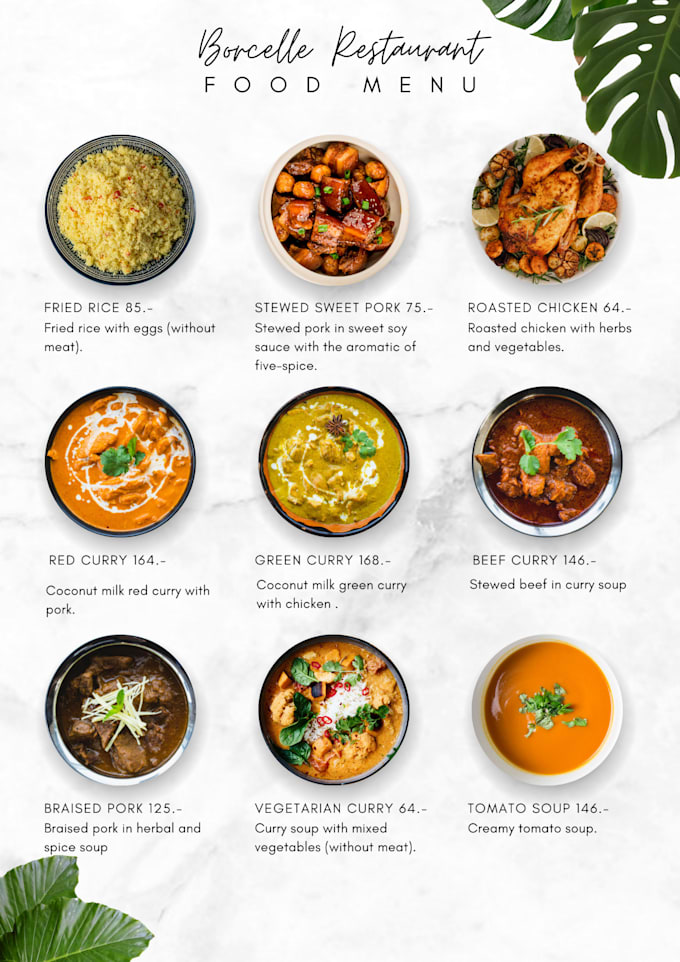 Make food menu chart, voucher for your restaurant by Ayfazn | Fiverr