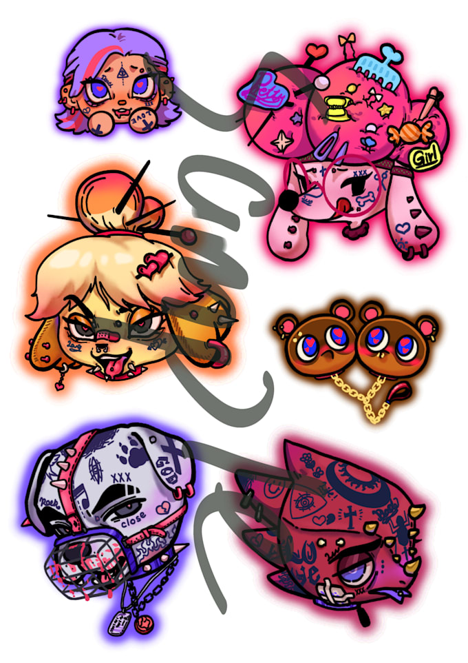 Design some cool cartoon style tattoo design by Wenjun_kong | Fiverr