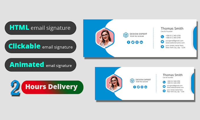Create html clickable email signature animated email signature by Design_expert51 | Fiverr