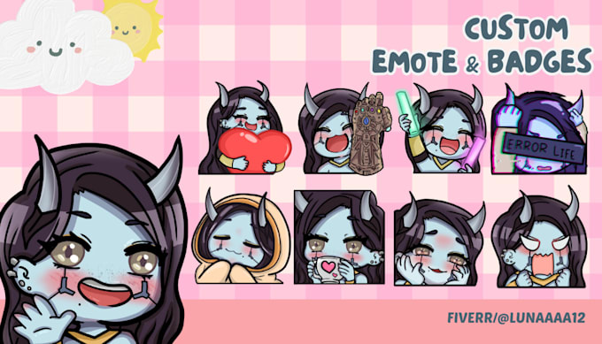 Make cutest emote and badges for vtuber or streamer by Lunaaaa12 | Fiverr