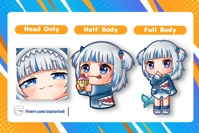 Draw chibi art character, anime, vtuber, chibi emote for you by ...
