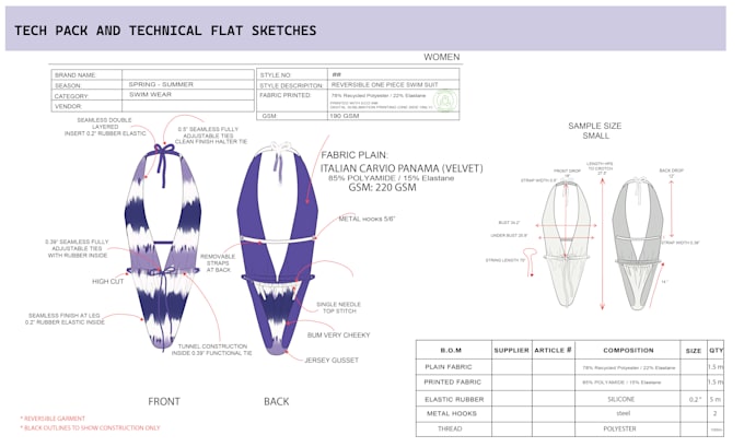 Do your swimwear collection and tech packs by Colorpaletteart | Fiverr