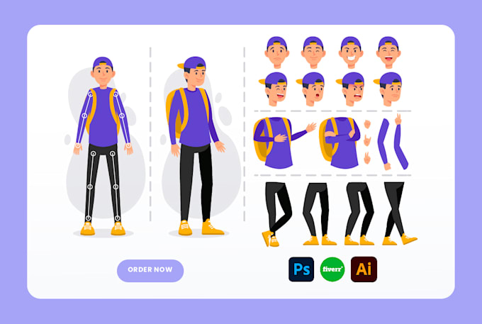 Design 2d character motion for animation by Usamaaahmad | Fiverr