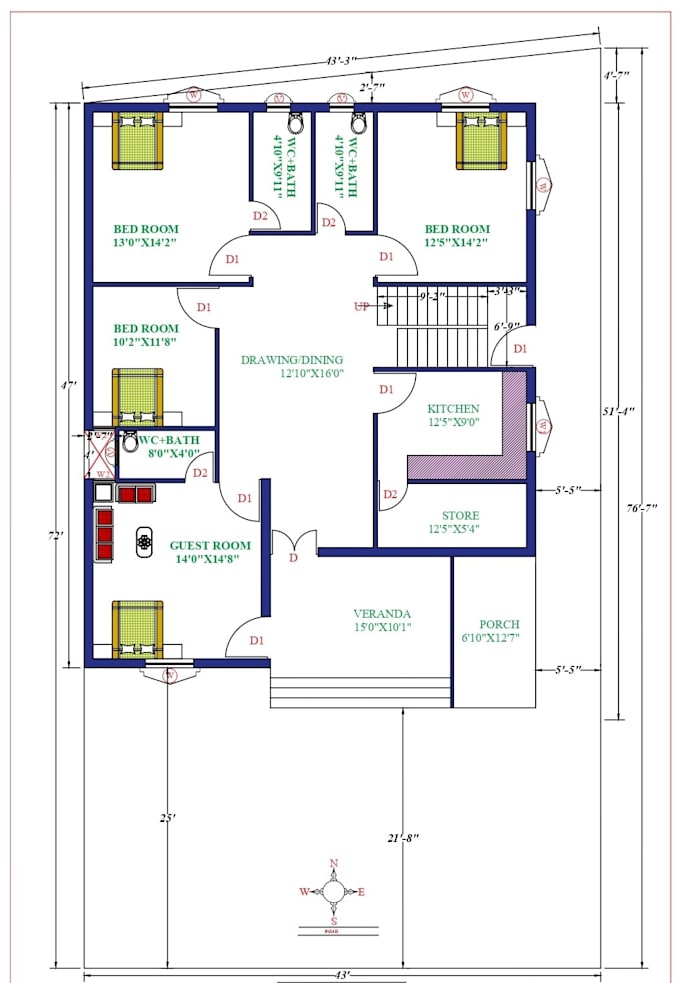 Draw 2d plan with wastu by Ravikeshkar | Fiverr